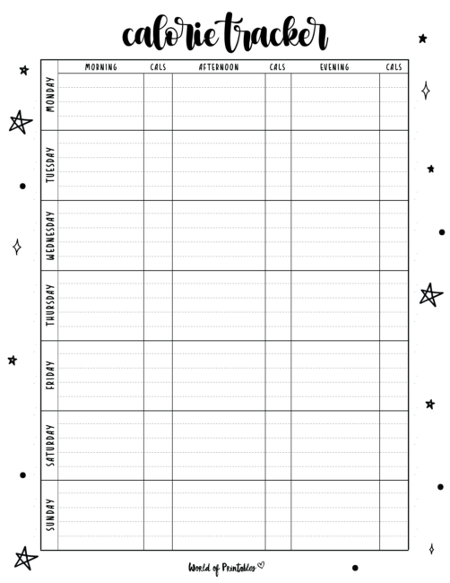 Free Printable Calorie Tracker - World of Printables
