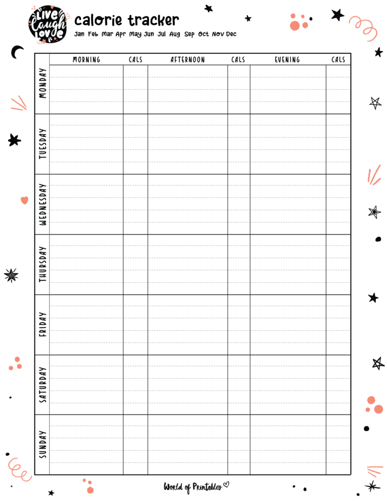Free Printable Calorie Tracker - World of Printables