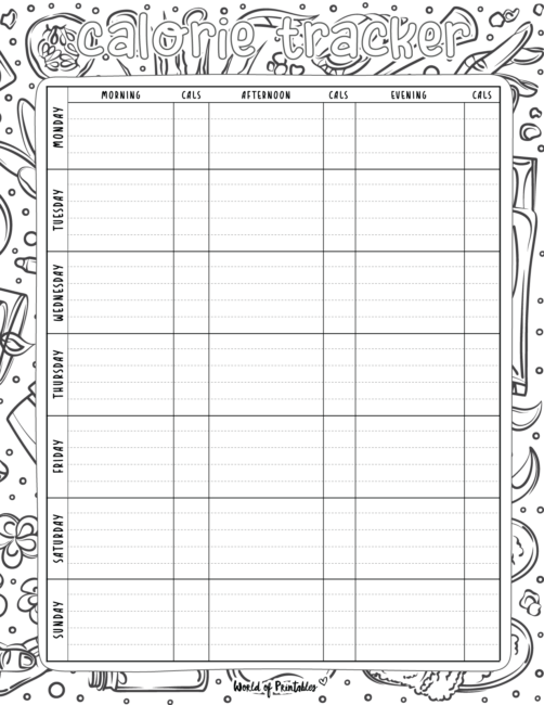 Free Printable Calorie Tracker - World of Printables