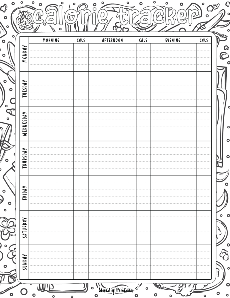 Free Printable Calorie Tracker - World of Printables