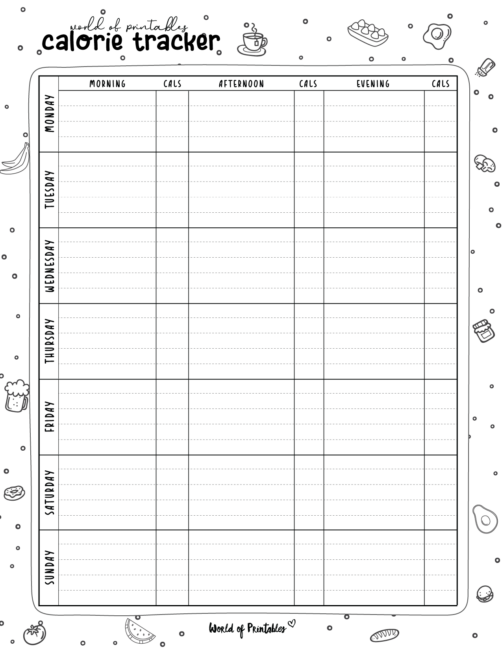 Free Printable Calorie Tracker - World of Printables