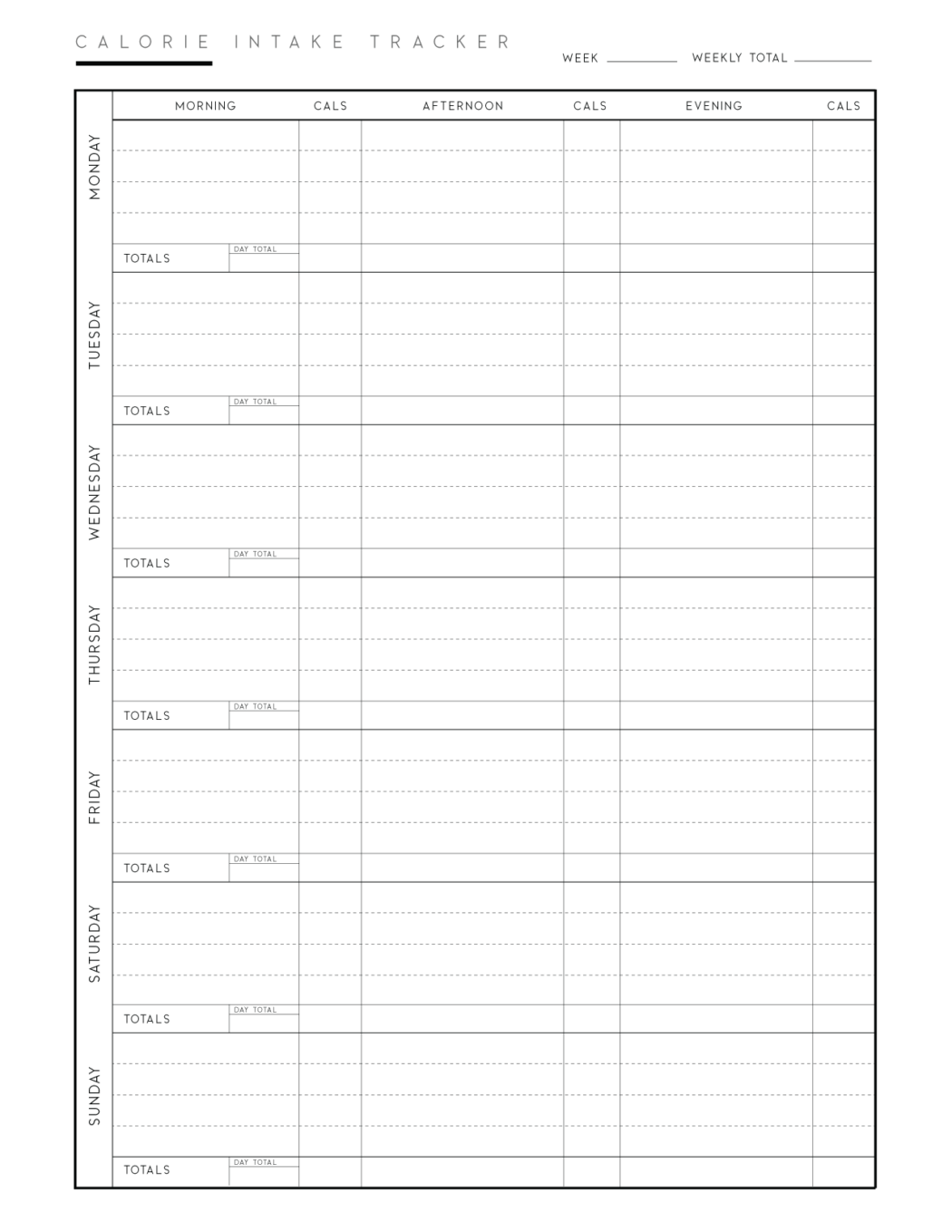 Free Printable Calorie Tracker - World of Printables