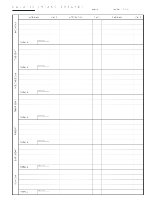 Free Printable Calorie Tracker - World of Printables