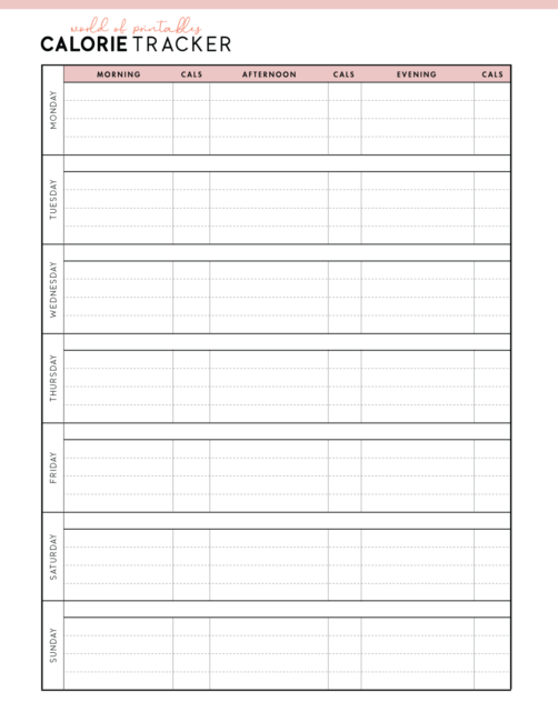 Free Printable Calorie Tracker - World of Printables
