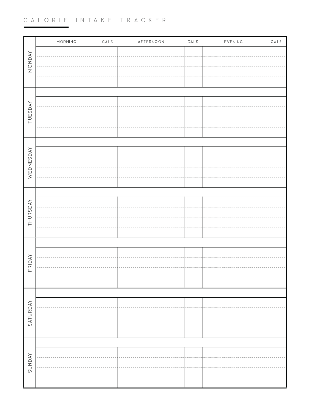 Free Printable Calorie Tracker - World of Printables