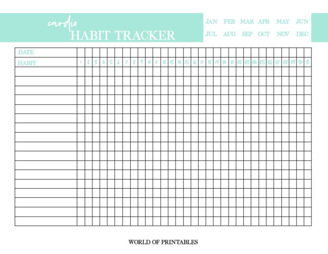 Free Printable Cardio Habit Tracker - World of Printables