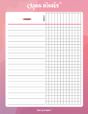 Class Roster Templates - World of Printables