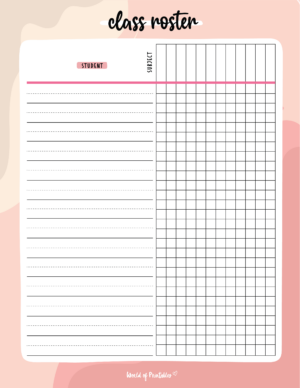 Class Roster Templates - World of Printables