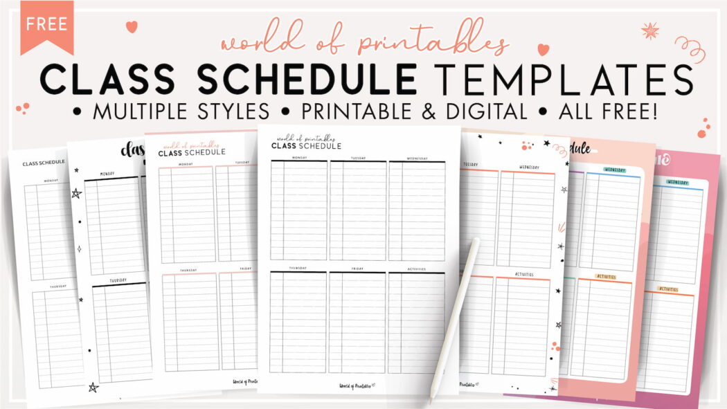 Class Schedule Templates - World of Printables