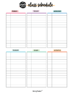 Class Schedule Templates - World of Printables