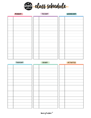 Class Schedule Templates - World of Printables