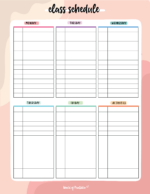 Class Schedule Templates - World of Printables