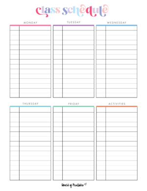 Class Schedule Templates - World of Printables