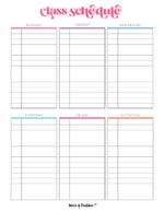 Class Schedule Templates - World of Printables