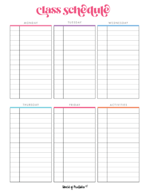 Class Schedule Templates - World of Printables