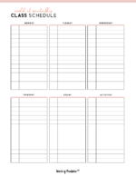 Class Schedule Templates - World of Printables