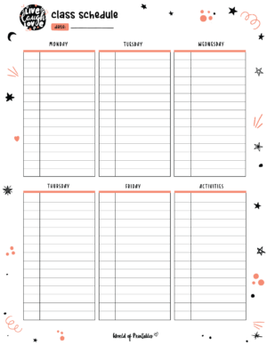 Class Schedule Templates - World of Printables