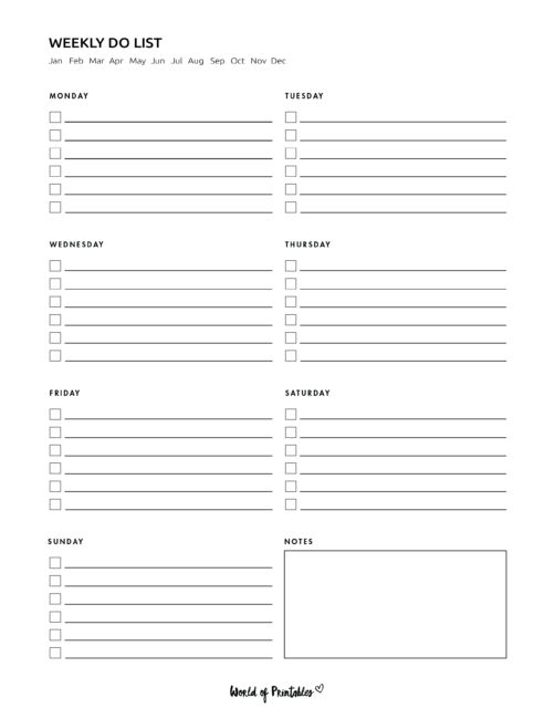 Weekly To Do List Templates - World of Printables