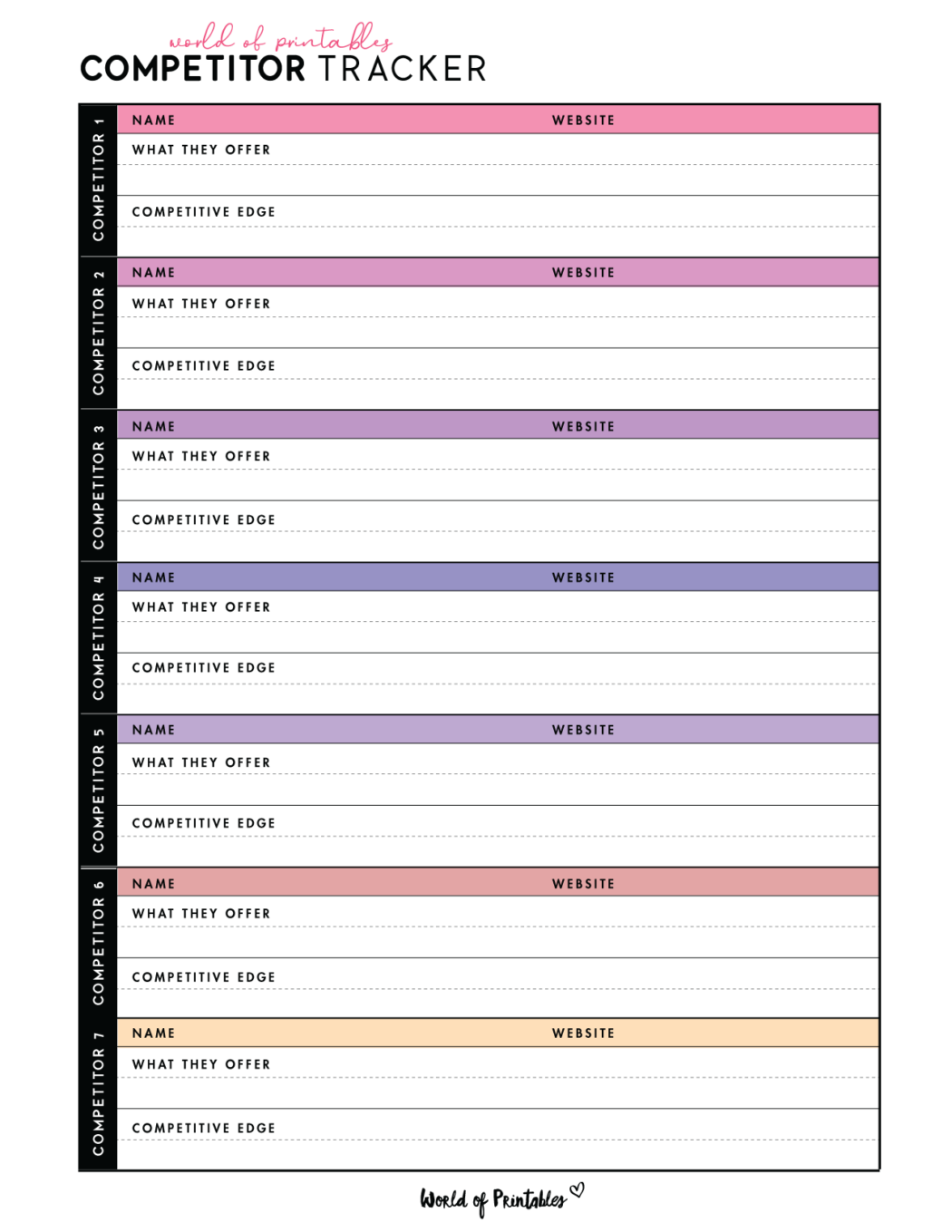 Download Competitor Analysis Templates PDF - World of Printables
