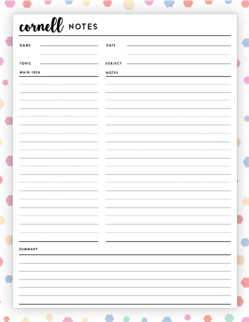 Cornell Notes Templates - World of Printables