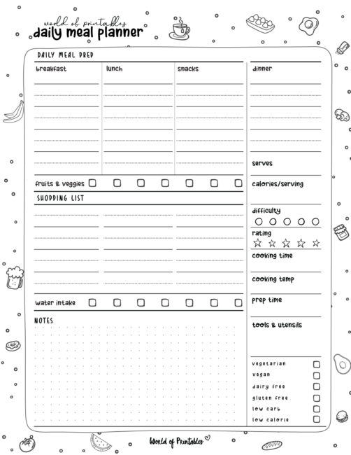 Daily Meal Planner Templates - World of Printables