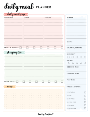 Daily Meal Planner Templates - World of Printables