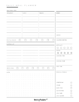 Daily Meal Planner Templates - World of Printables