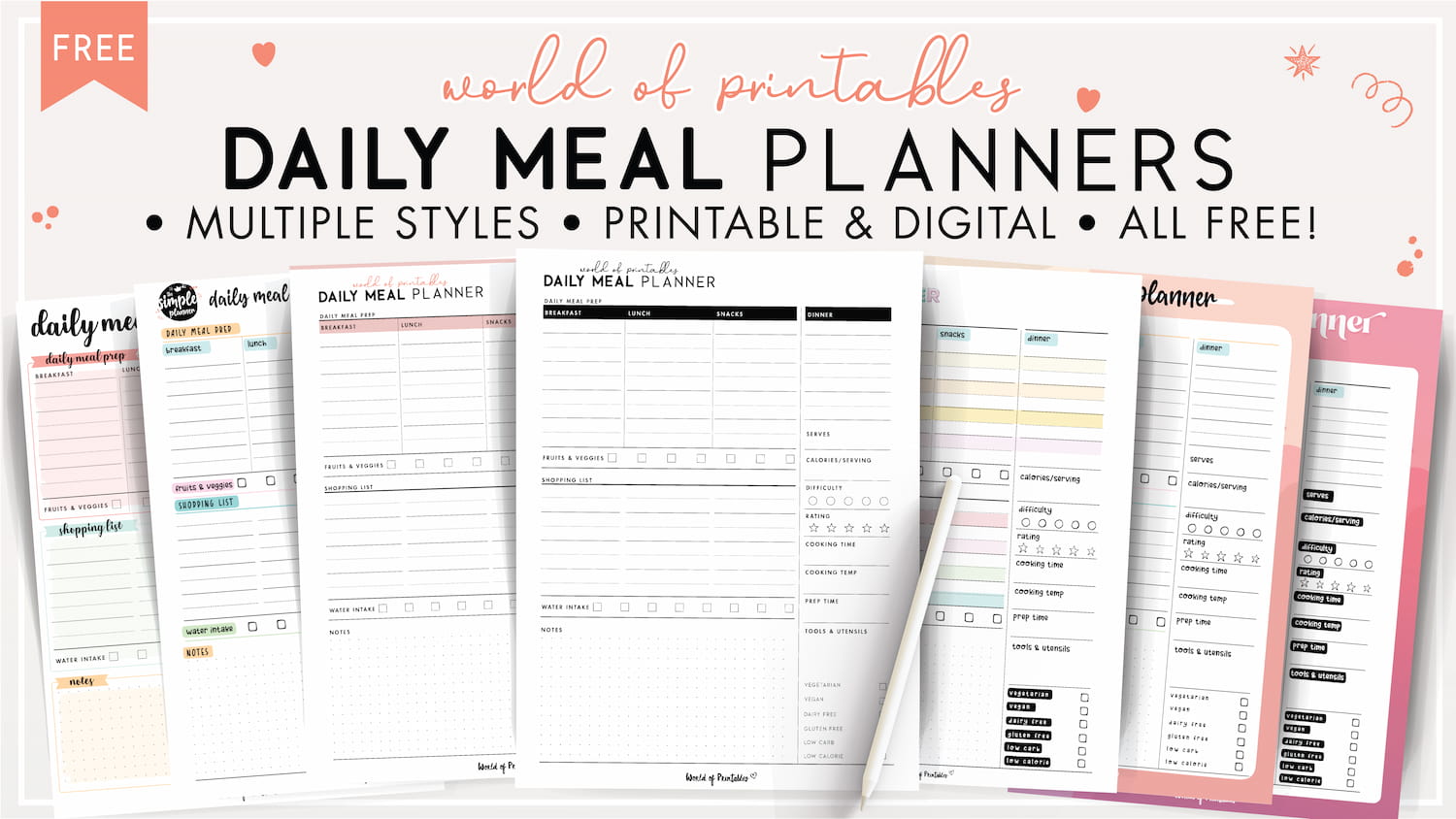 Daily Meal Planner Templates - World of Printables
