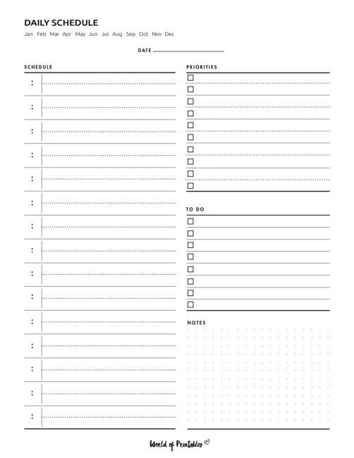 Daily Schedule Templates - World of Printables