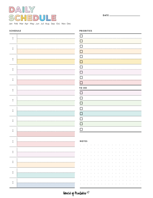 Daily Schedule Templates - World of Printables