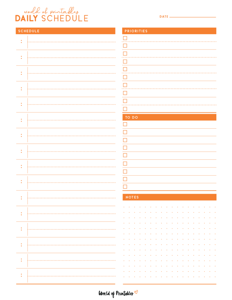 Daily Schedule Templates - World of Printables