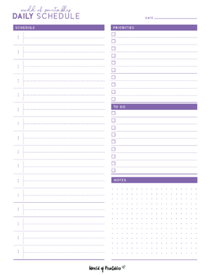 Daily Schedule Templates - World of Printables