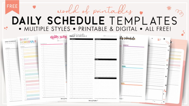 Schedule Templates - World of Printables