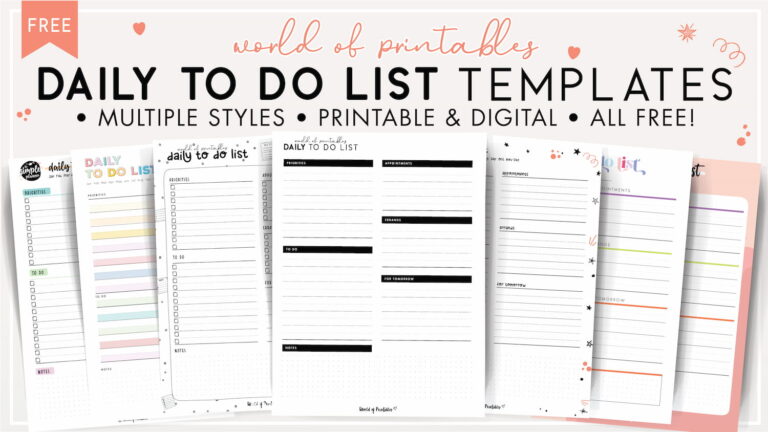 Daily To Do List Templates - World of Printables