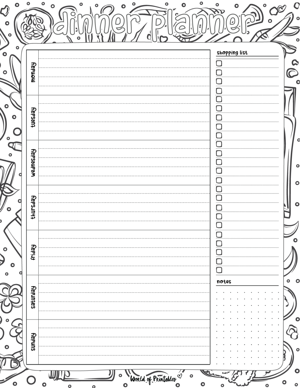Dinner Meal Planner Template - World of Printables