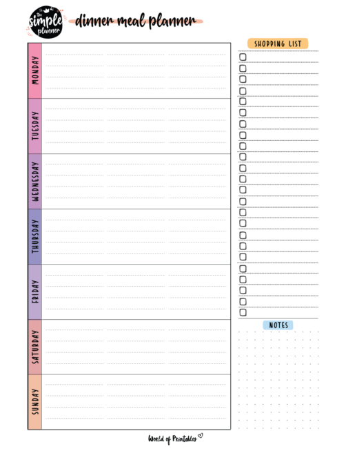 Dinner Meal Planner Template - World of Printables