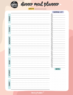 Dinner Meal Planner Template - World of Printables