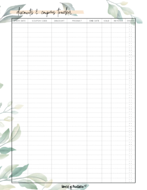 Printable Discounts And Coupons Tracker - World of Printables