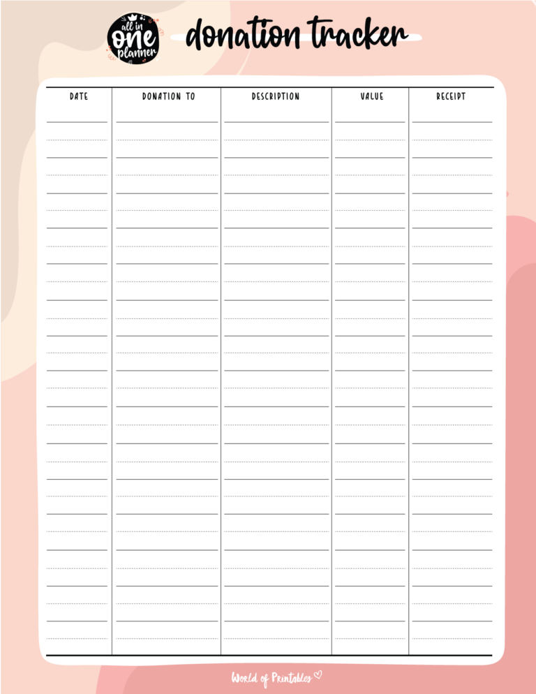 Donation Tracker Templates - World of Printables