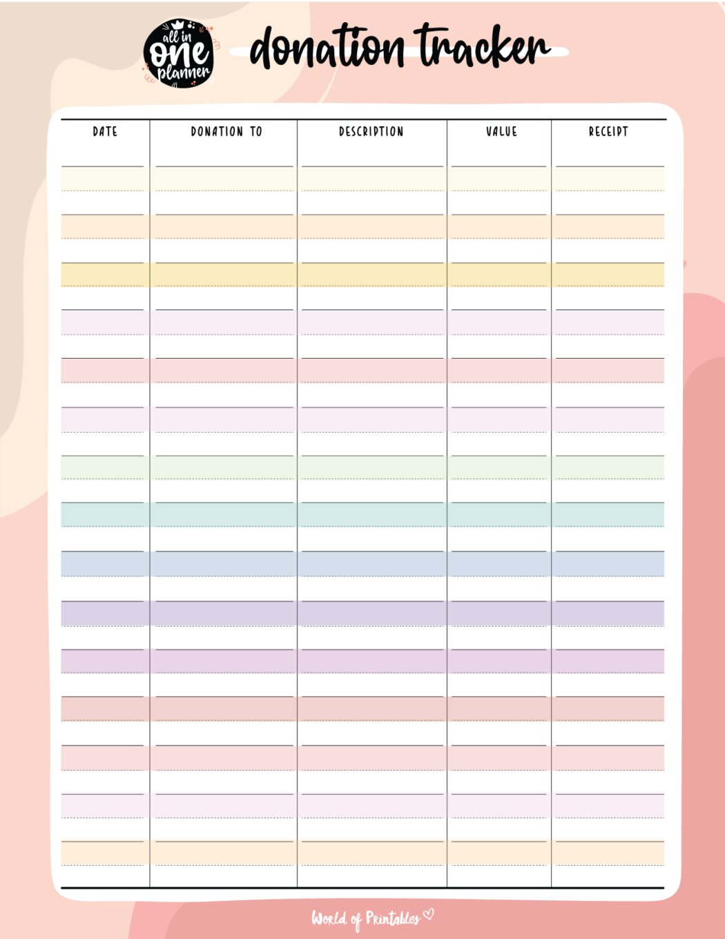 Donation Tracker Templates - World of Printables