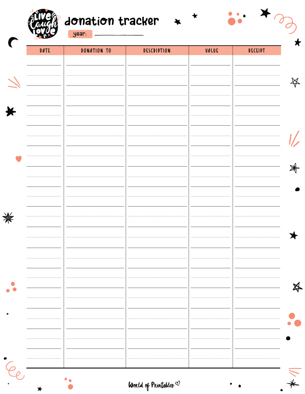 Donation Tracker Templates - World of Printables