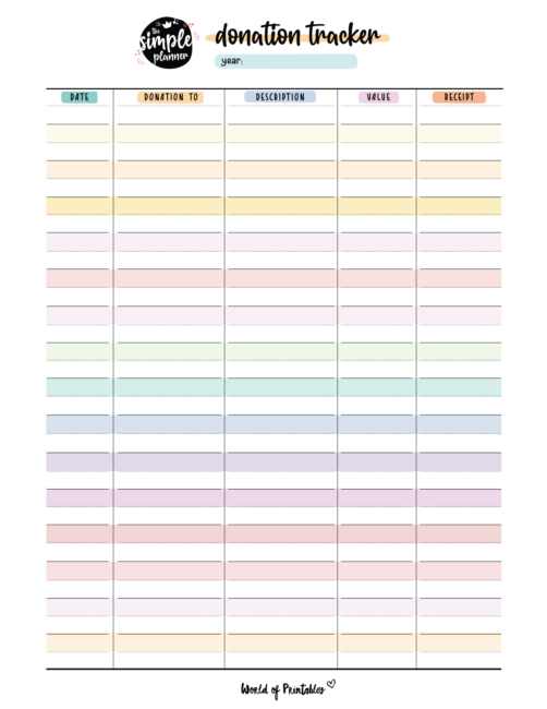 Donation Tracker Templates - World of Printables