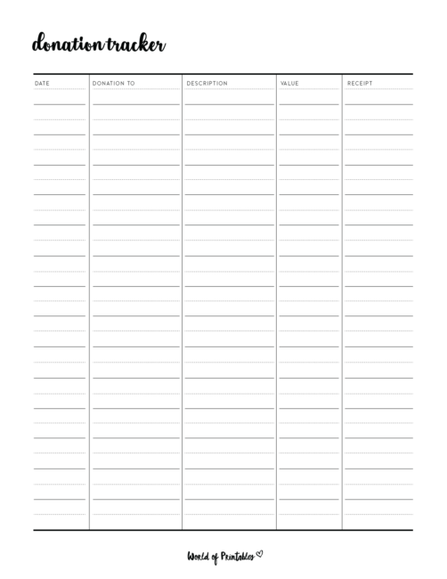 Donation Tracker Templates - World of Printables