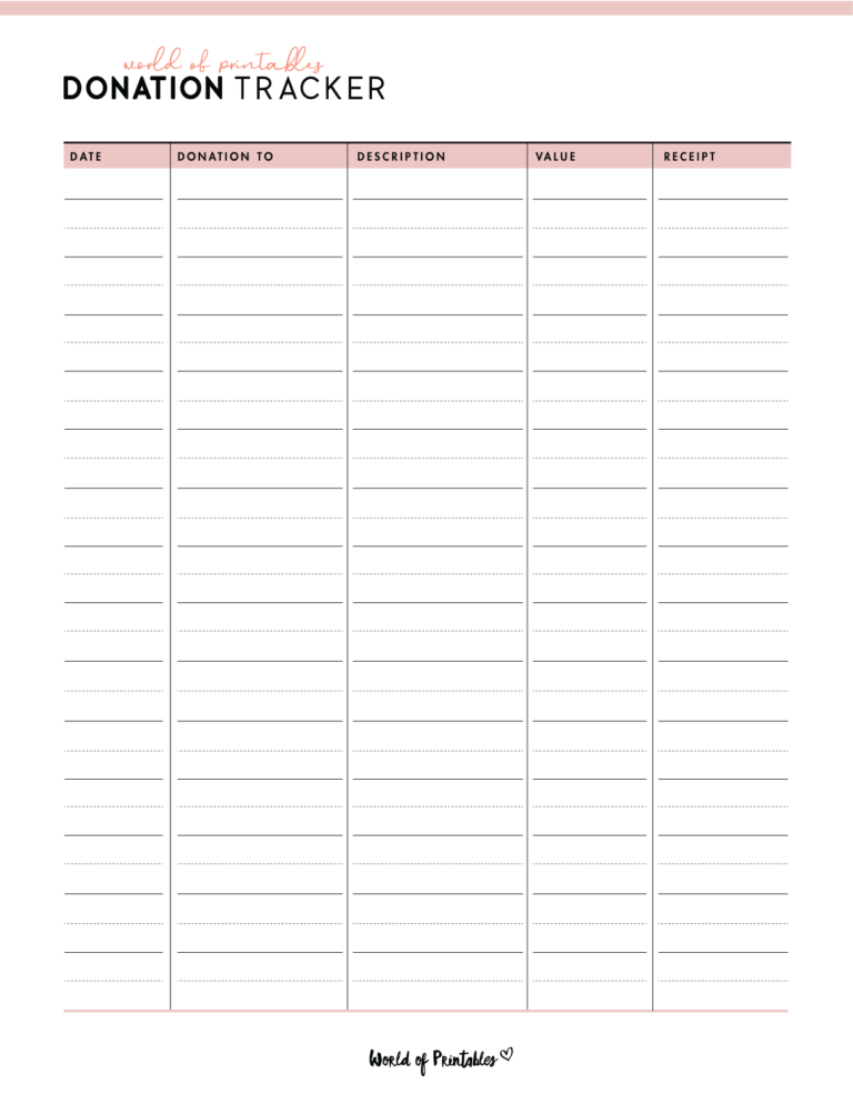 Donation Tracker Templates - World of Printables