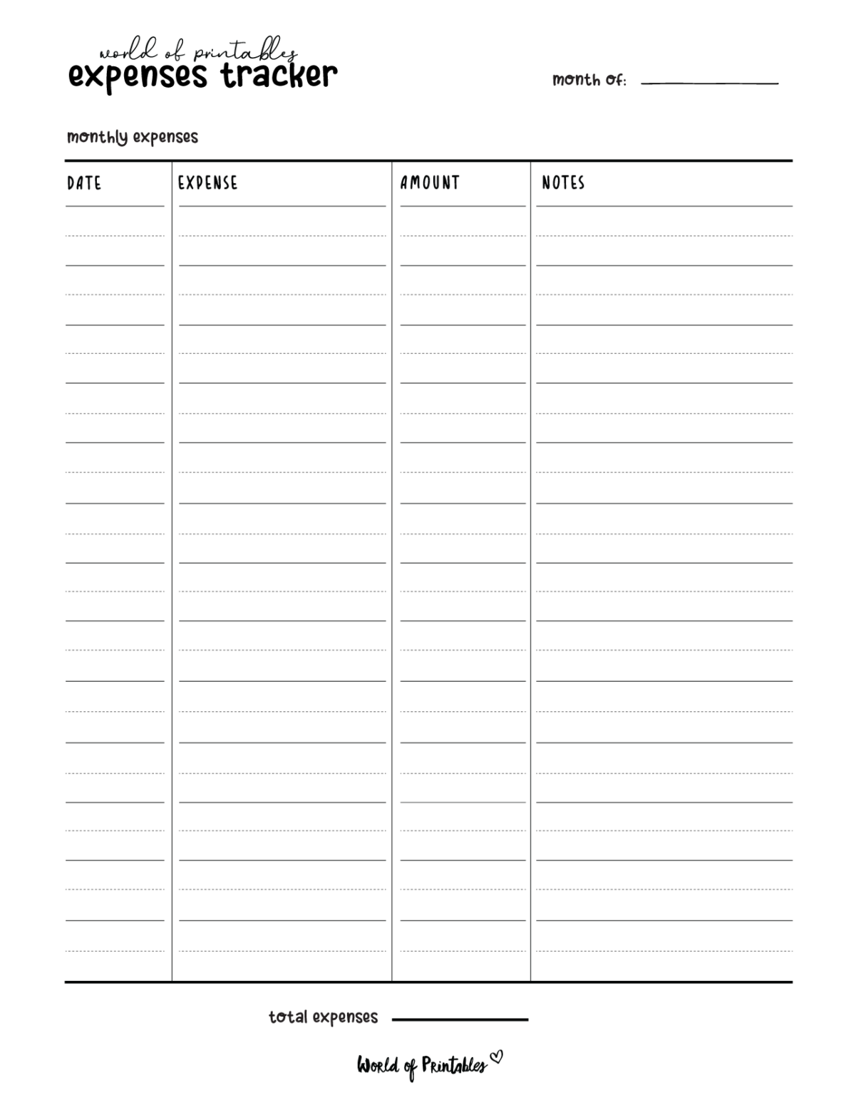 Expense Tracker Templates - World of Printables