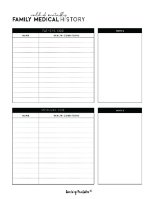 Printable Family Medical History Template - World of Printables