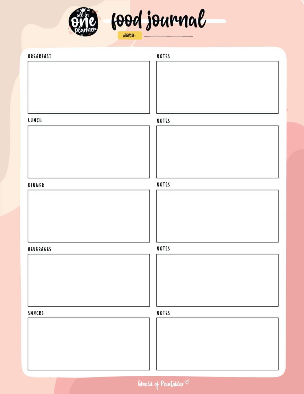 Food Journal Printables - World of Printables