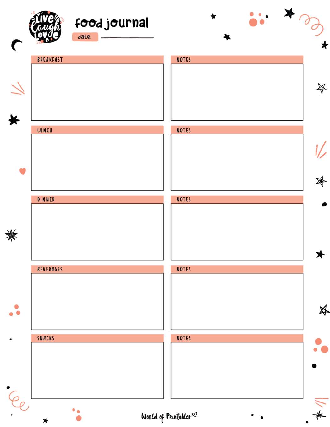 Food Journal Printables - World of Printables