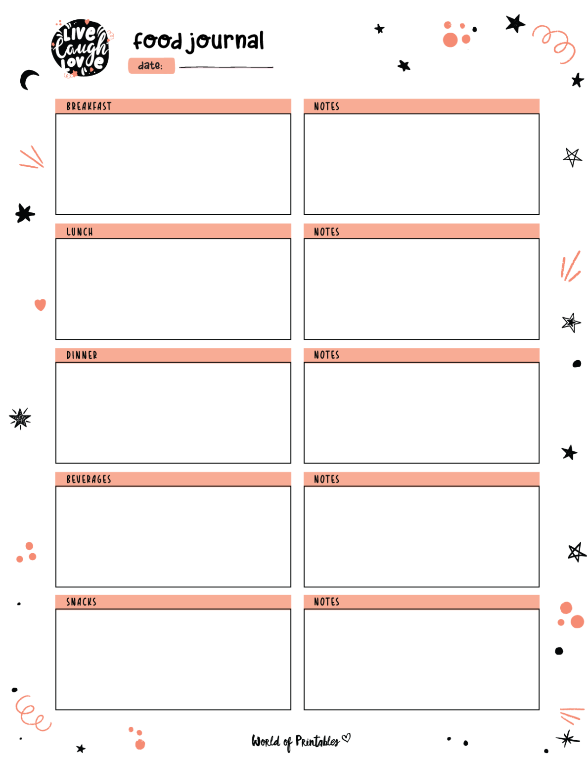 Food Journal Printables - World of Printables