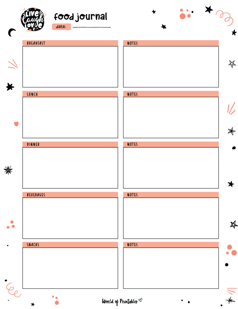 Food Journal Printables - World of Printables